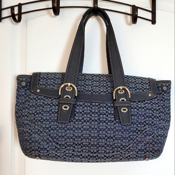 Coach | Bags | Coach Navy Blue Logo Bag | Poshmark